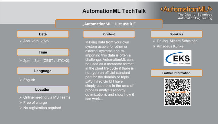 AutomationML TechTalk – „AutomationML – just use it“ – AutomationML